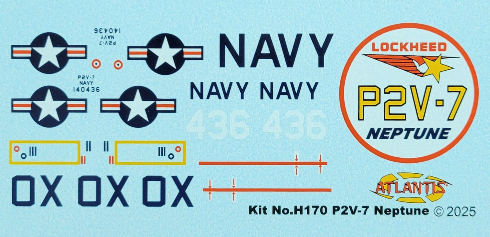 DECALS --P2V-7 Neptune Decal Sheet 1/104 scale ONLY for H170
