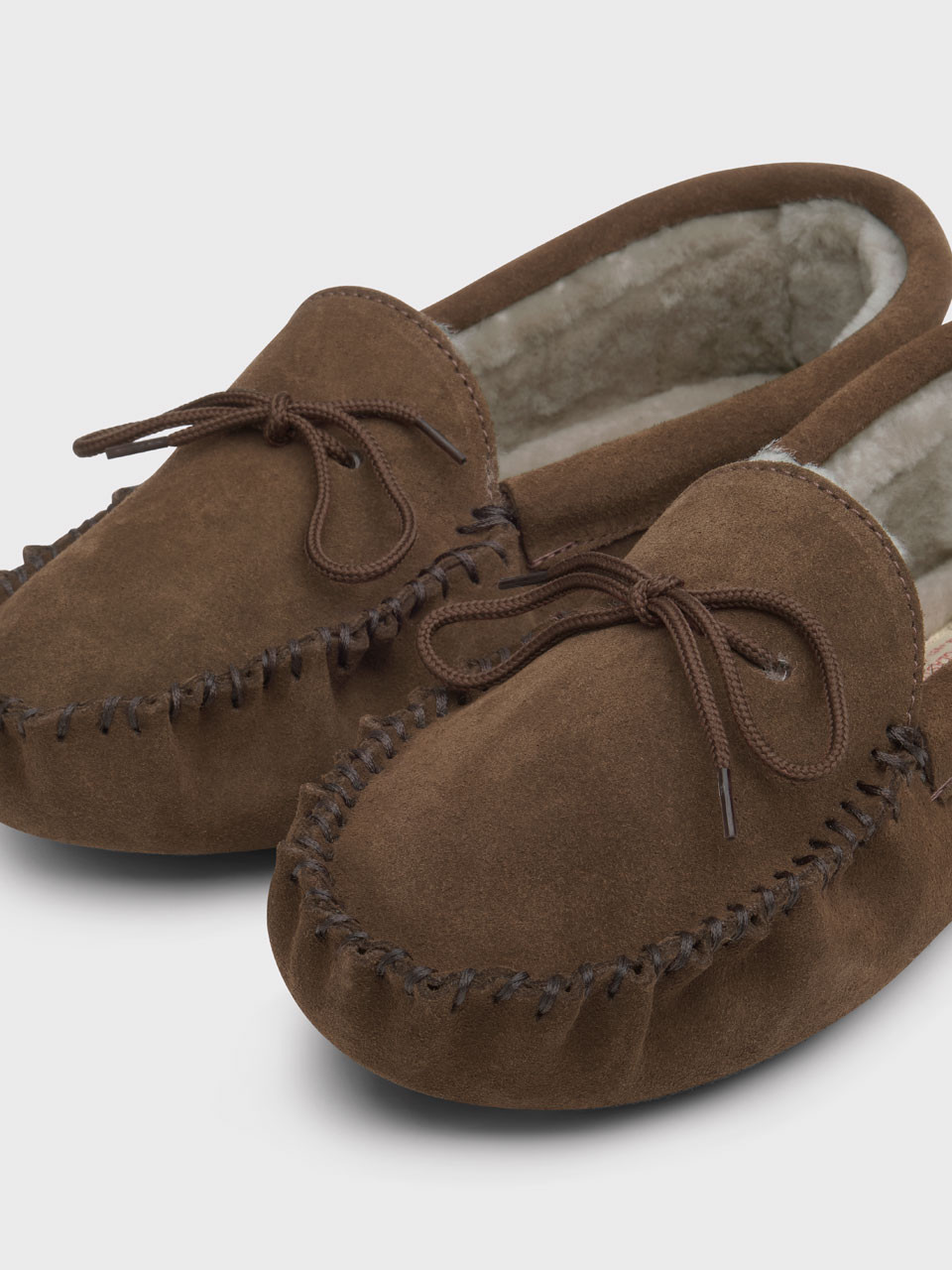 Men's Brown Moccasin Suede Maine Slippers | Peter Christian