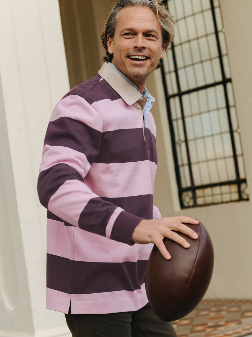 Men's Pink and Purple Striped Rugby Top | Peter Christian