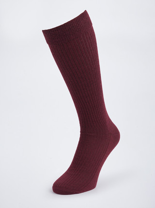 Burgundy Red HJ Knee High Wool Socks | Peter Christian
