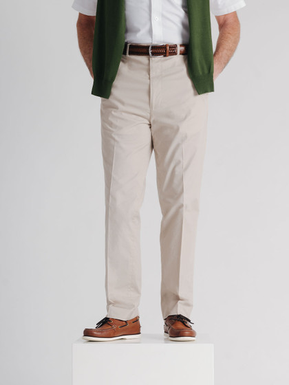 Men's Stone White Lightweight Tropical Chinos | Peter Christian