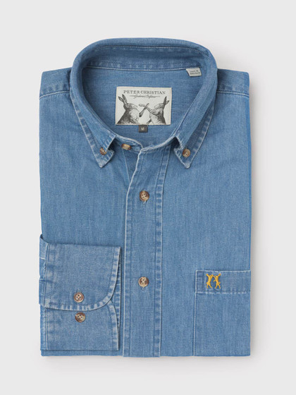 Men's Long Sleeve Denim Shirt | Peter Christian