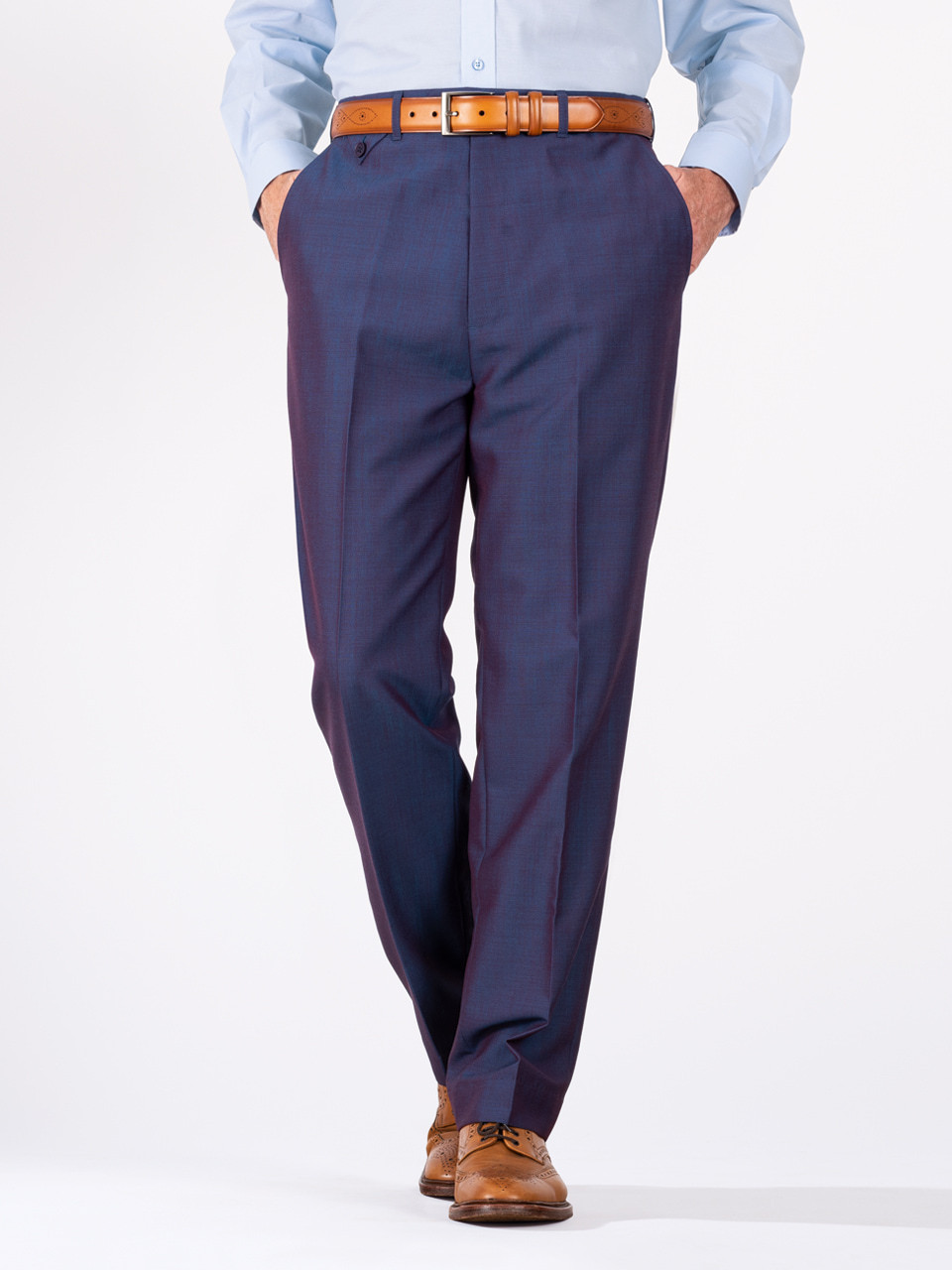 Men's Blue Wool & Mohair Two Tone Trousers