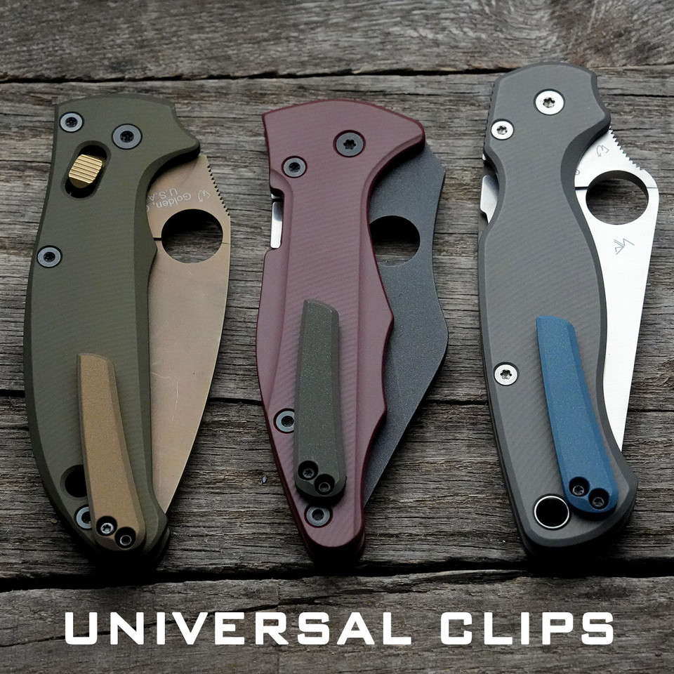 Spyderco Pocket Clip for Various Models - Milled Aluminum - Cerakote