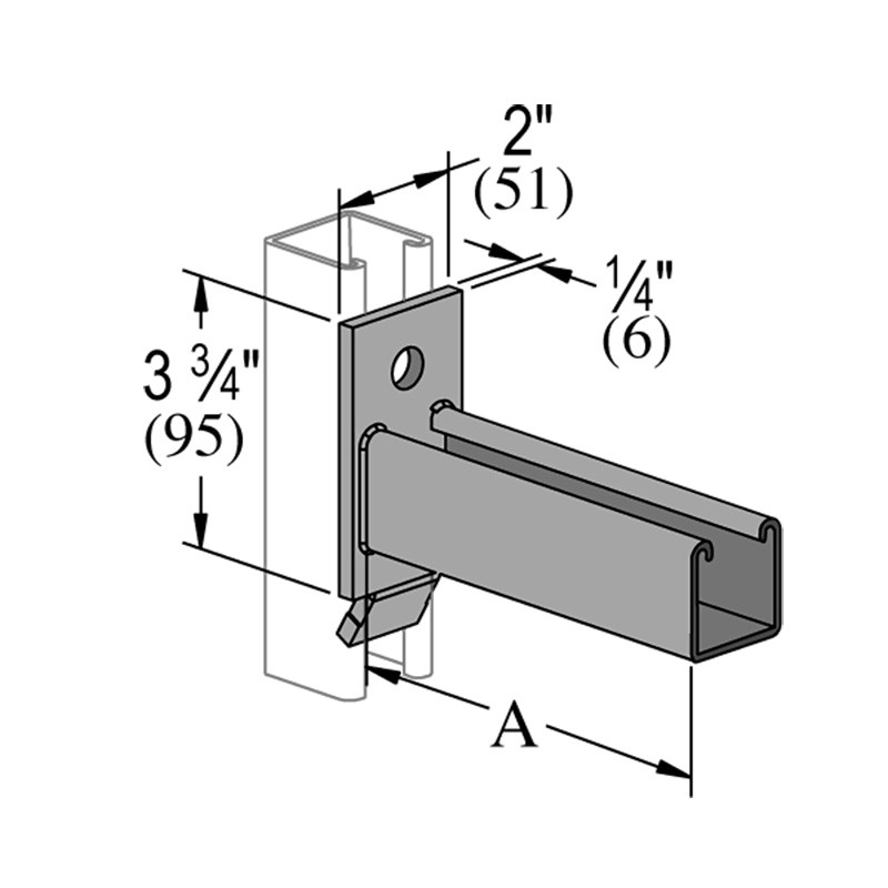 P2513 thru P2516 - 6" thru 24" Bracket (Slot Up) (1-5/8" Series ...