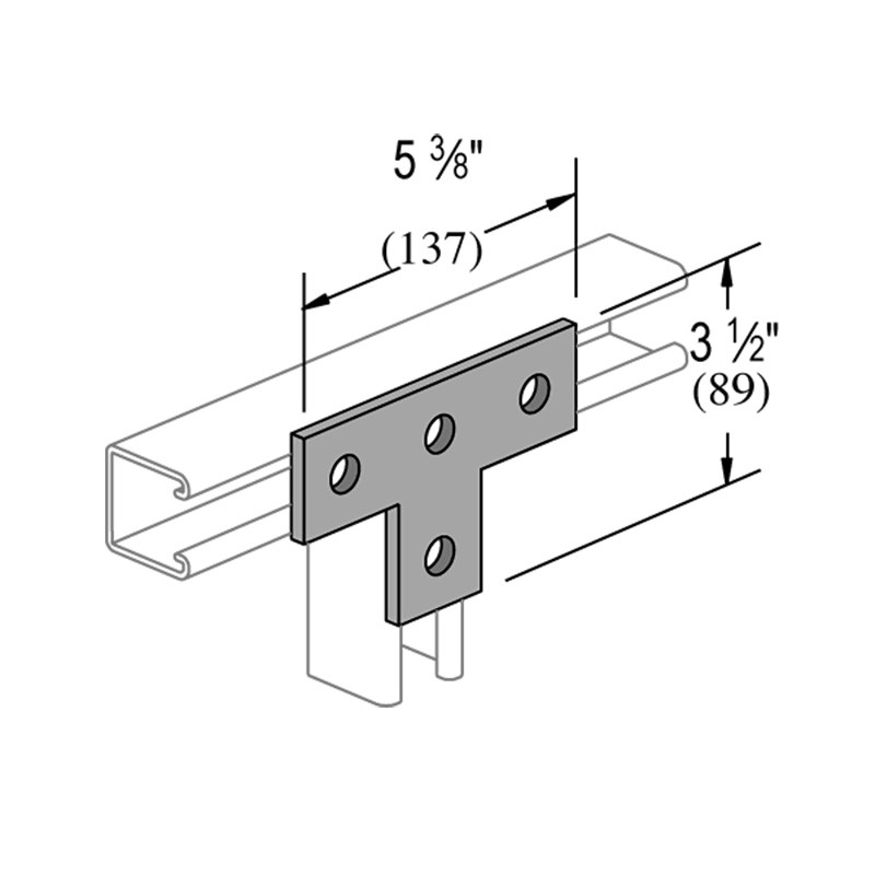 Metal Framing Tee Fitting P1358 Redding Fasteners 4-Hole Flat Plate ...