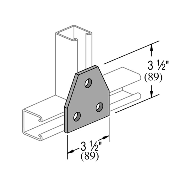 P1356 - 3 Hole, Gusseted Flat T-Shape Fitting - Unistrut Midwest
