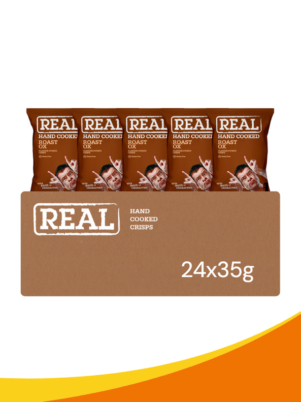 Real Roast Ox Crisps 24 × 35 g | Hearty Roast Beef Flavour – J L Brooks