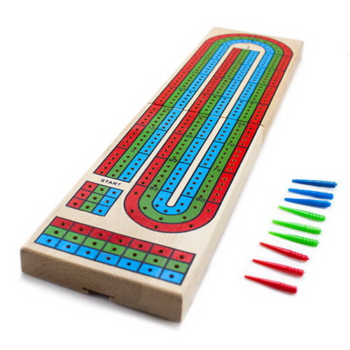 3 Track Cribbage Board with Cards - One Eyed Jacques