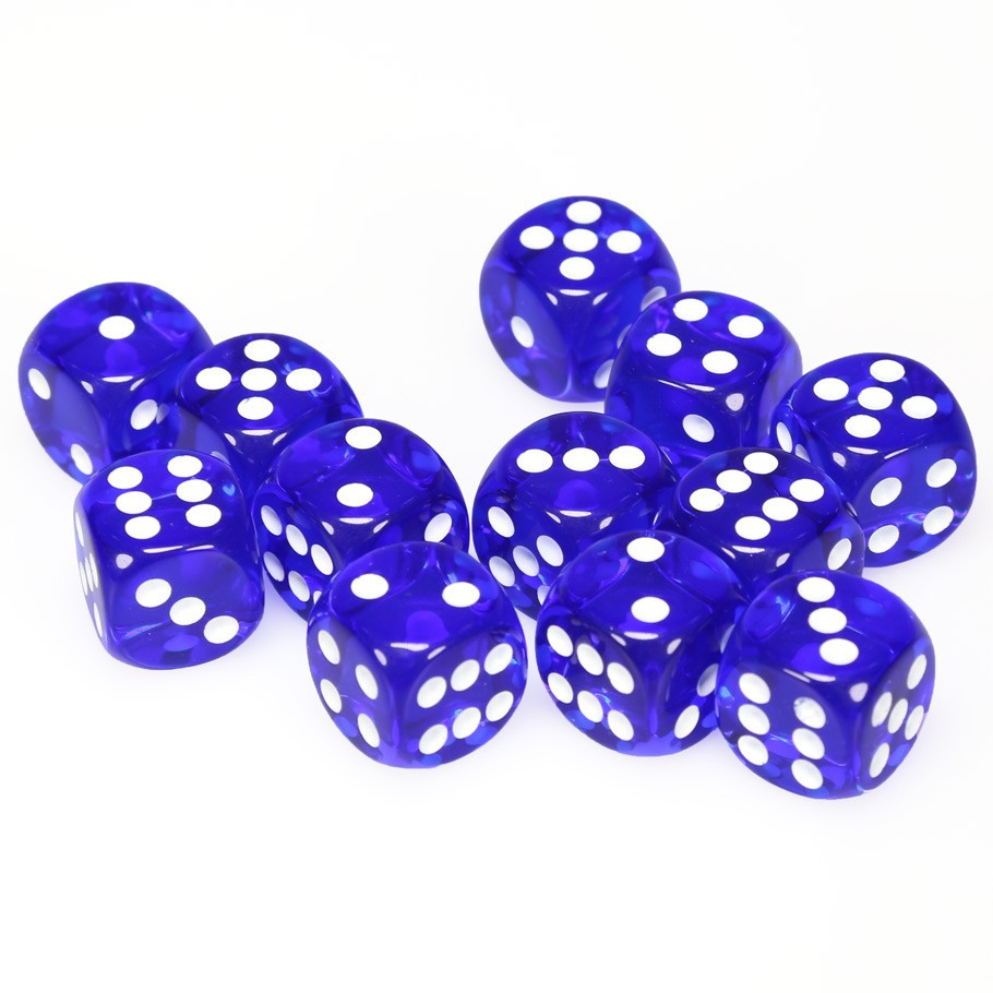 Translucent 16mm d6 Blue/white Dice Block - One Eyed Jacques