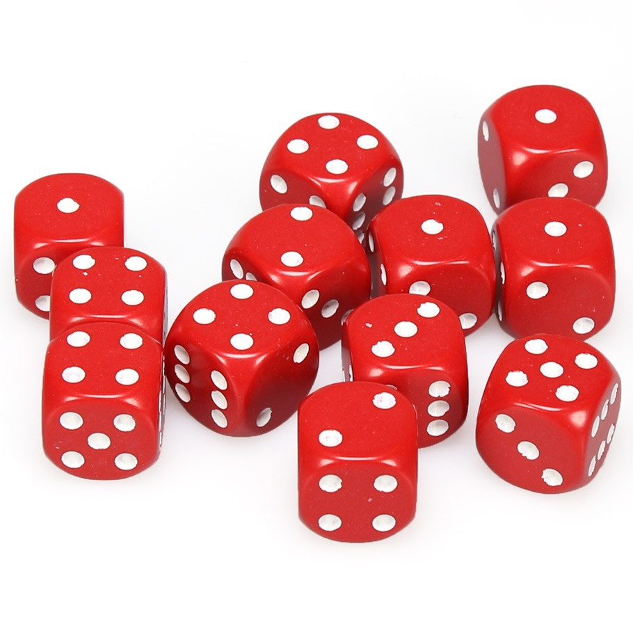 Opaque 16mm d6 Red/white Dice Block - One Eyed Jacques