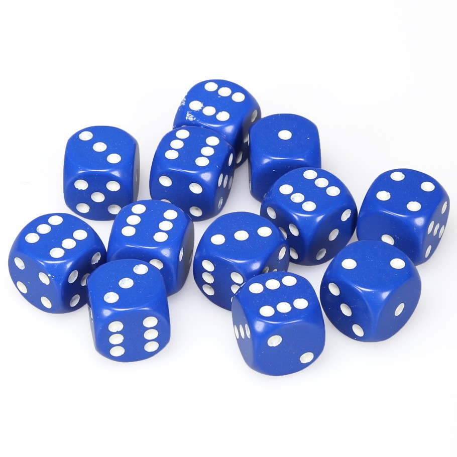Opaque 16mm d6 Blue/white Dice Block - One Eyed Jacques