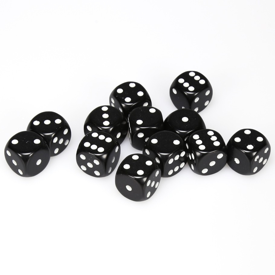 Opaque 16mm d6 Black/white Dice Block - One Eyed Jacques