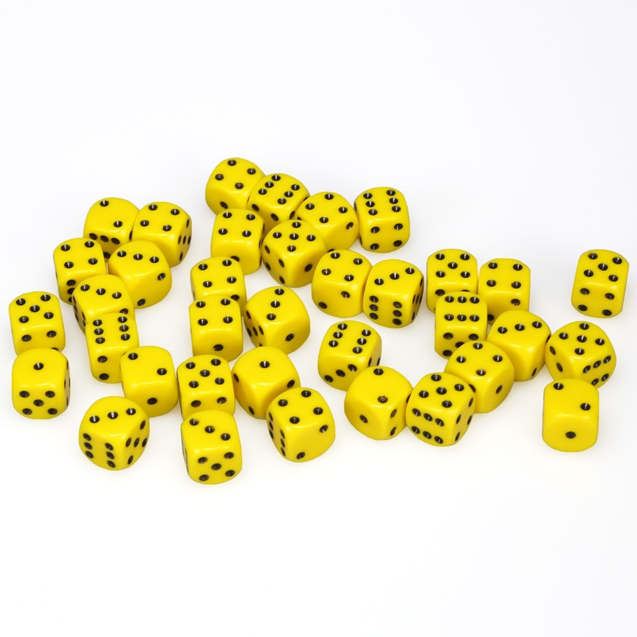 Opaque 12mm d6 Yellow/black Dice Block - One Eyed Jacques