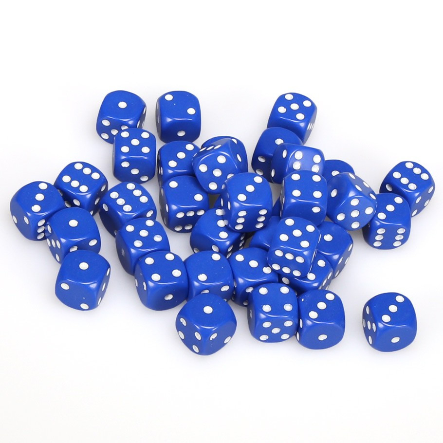 Opaque 12mm d6 Blue/white Dice Block - One Eyed Jacques