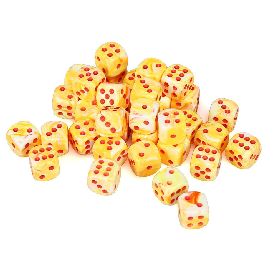 Festive 12mm d6 w/pips Sunburst/red Dice Block - One Eyed Jacques