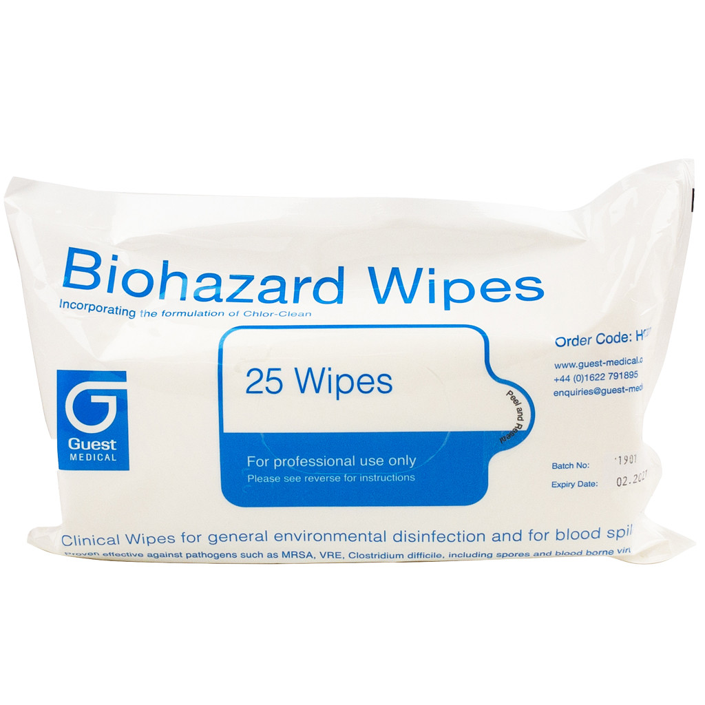 Biohazard Wipes - Pack of 25 - Selles Medical