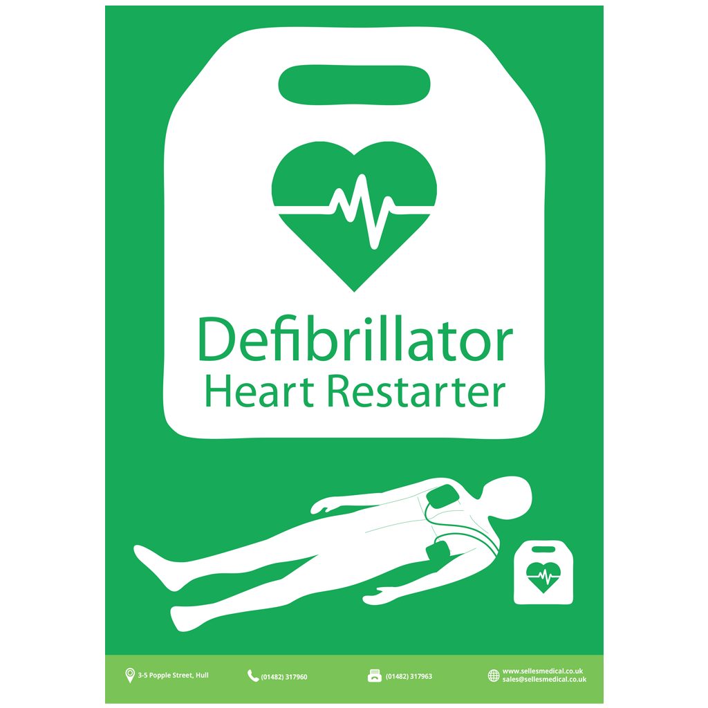 Defib Heart Restarter Poster A4 - Selles Medical