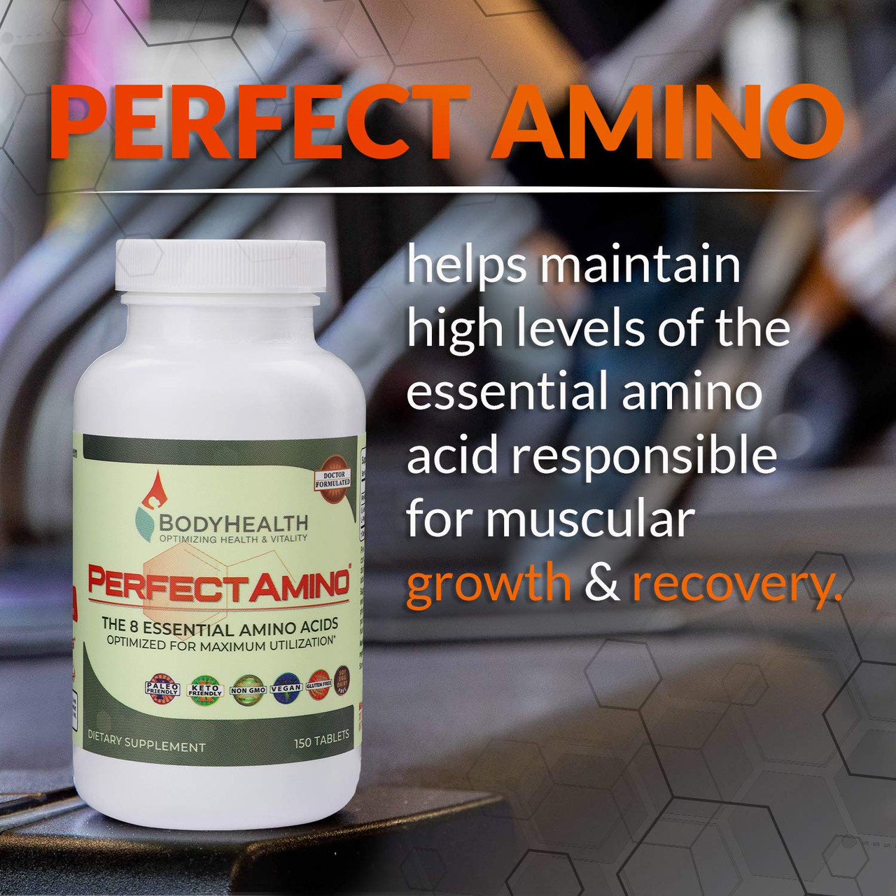 BodyHealth PerfectAmino Tablets, (2-Pack) All 8 Essential Amino Acids with BCAAs + Lysine ...