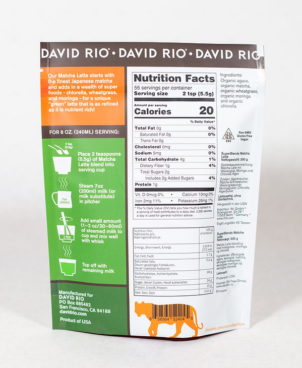 David Rio SUPER BLENDS: Matcha Latte (Instant Dry Mix)