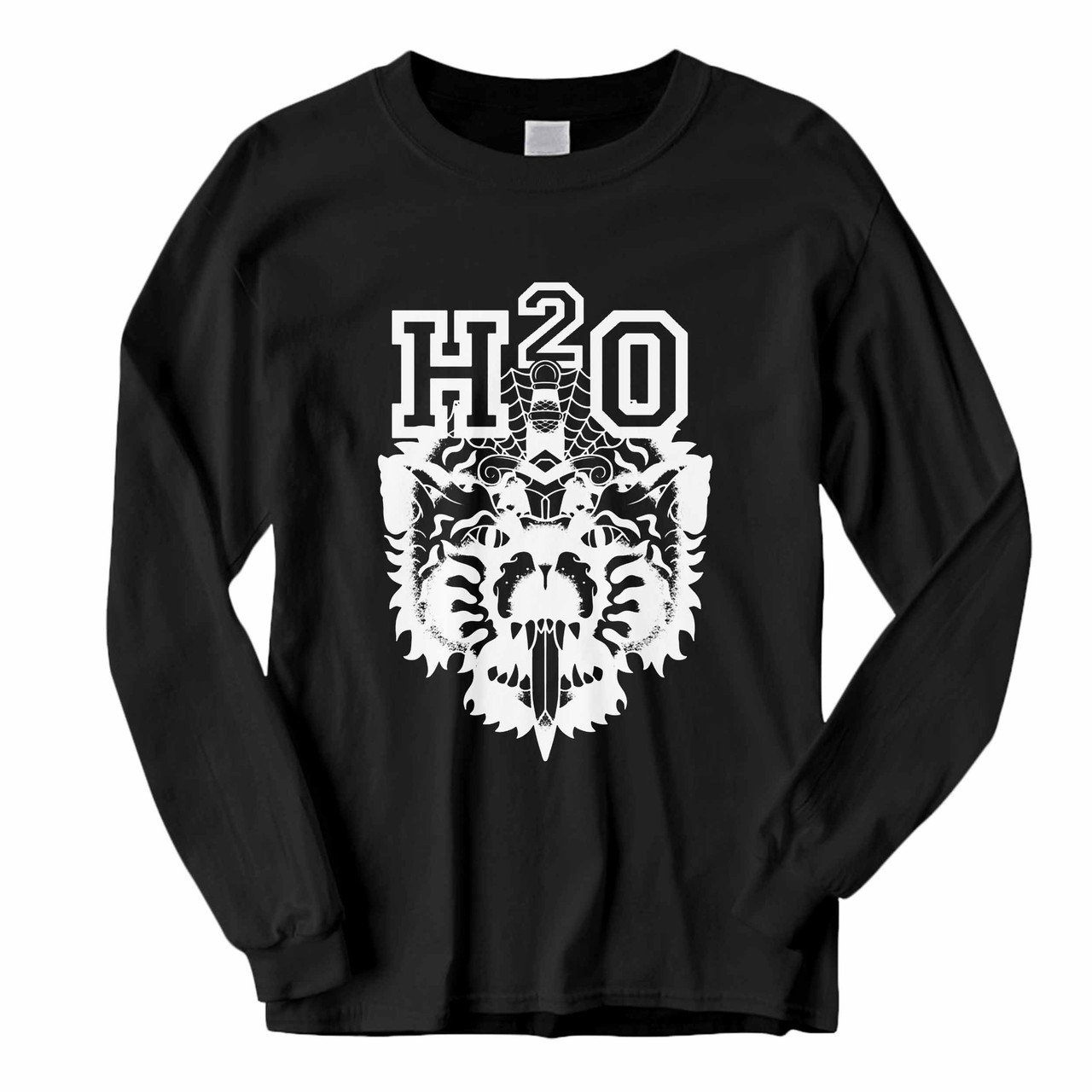 H20 Band Lion Face Grayscale Long Sleeve Shirt