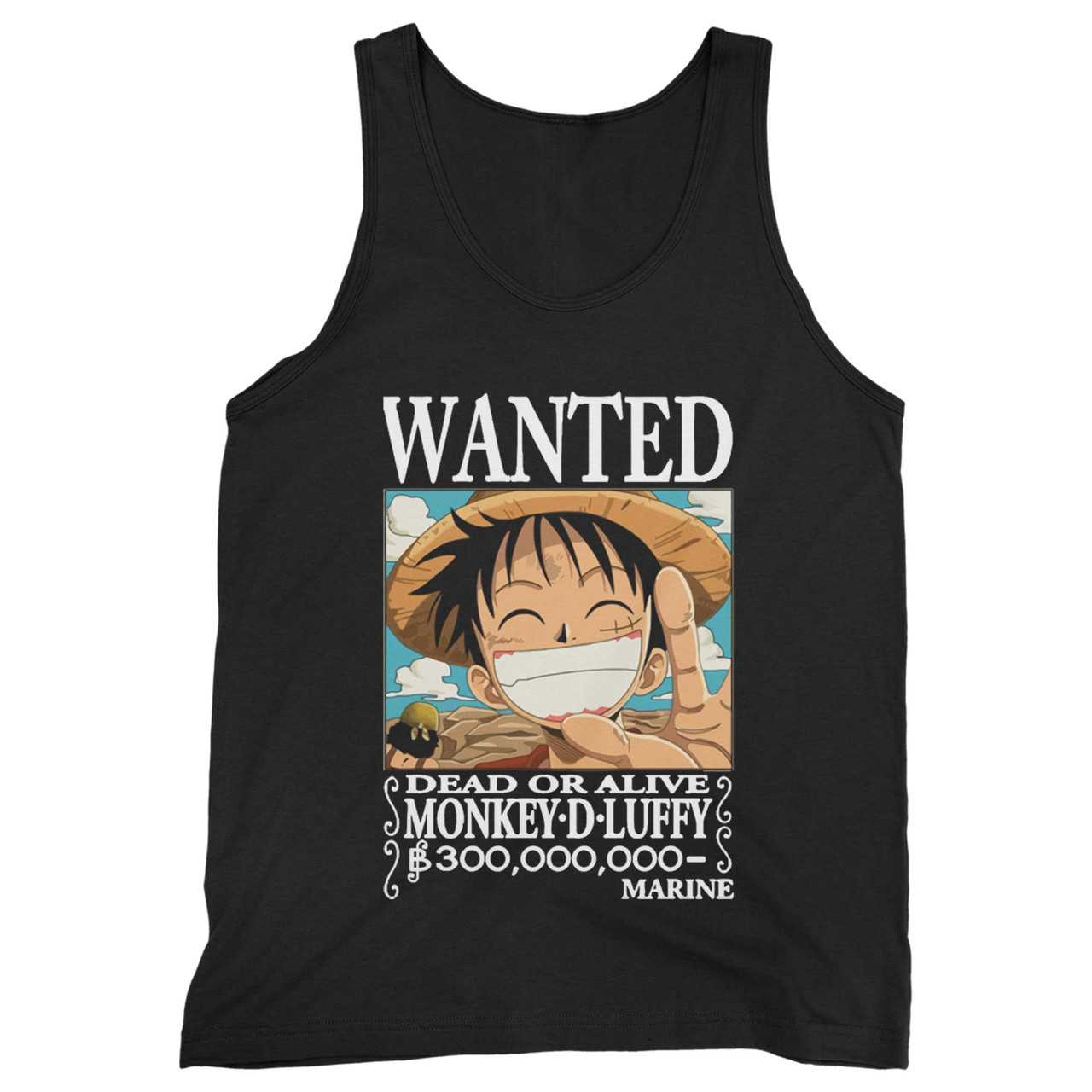 Anime One Piece Wanted Luffy Men Tank Top
