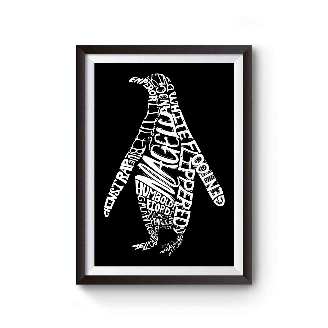 Penguin Word Art Typography Poster