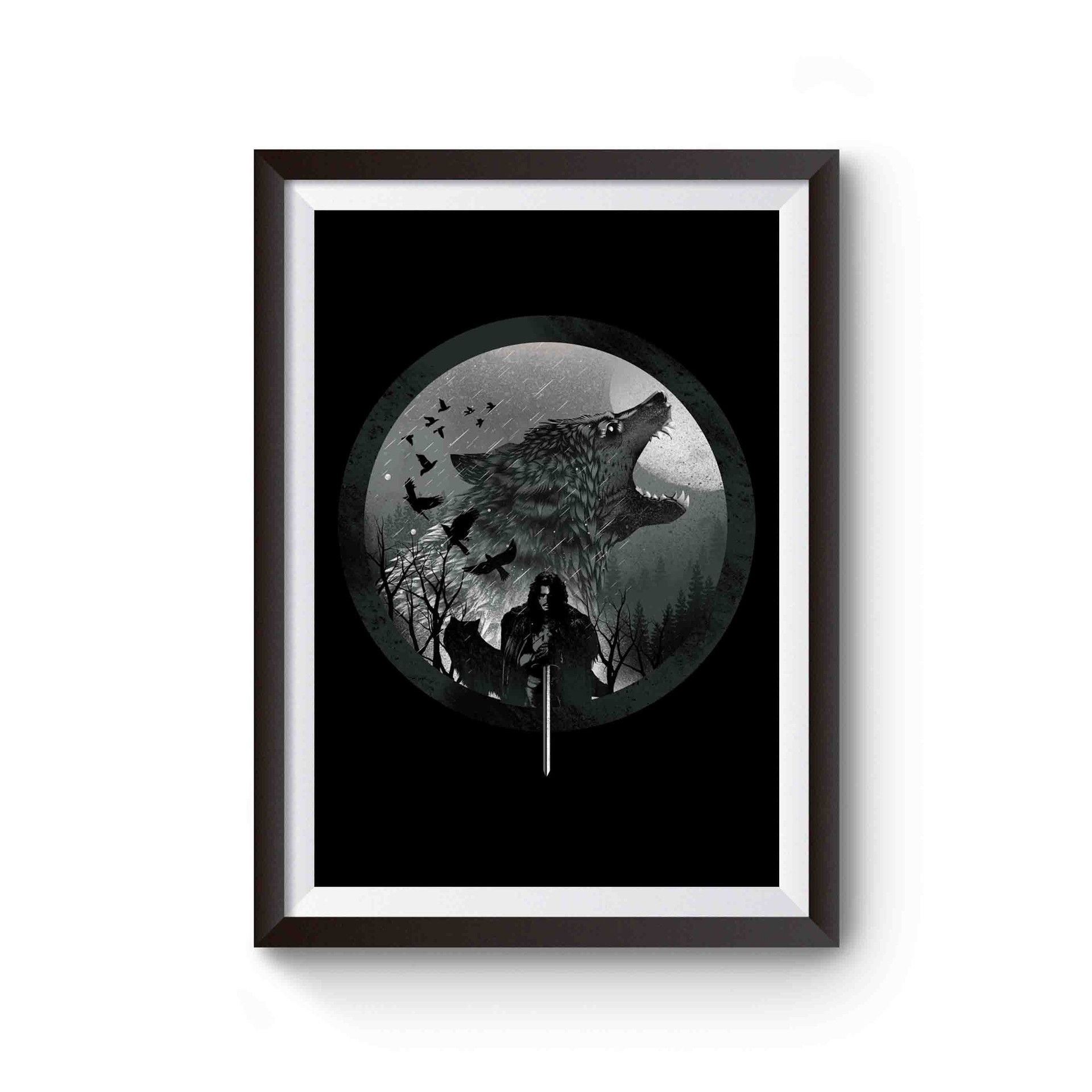 The North Remembers Game Of Thrones Wolf John Snow Poster