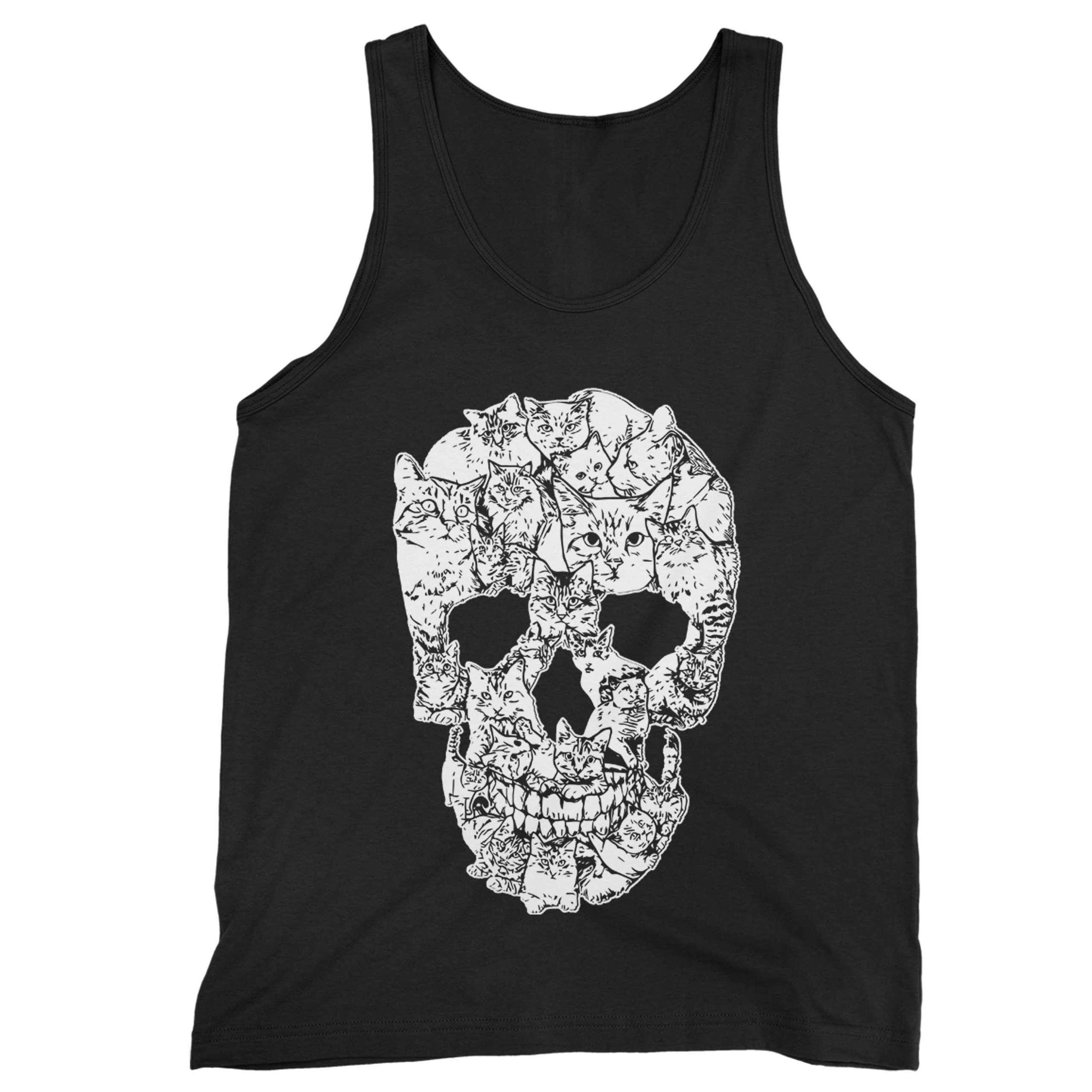 Cat Skull Halloween Men Tank Top