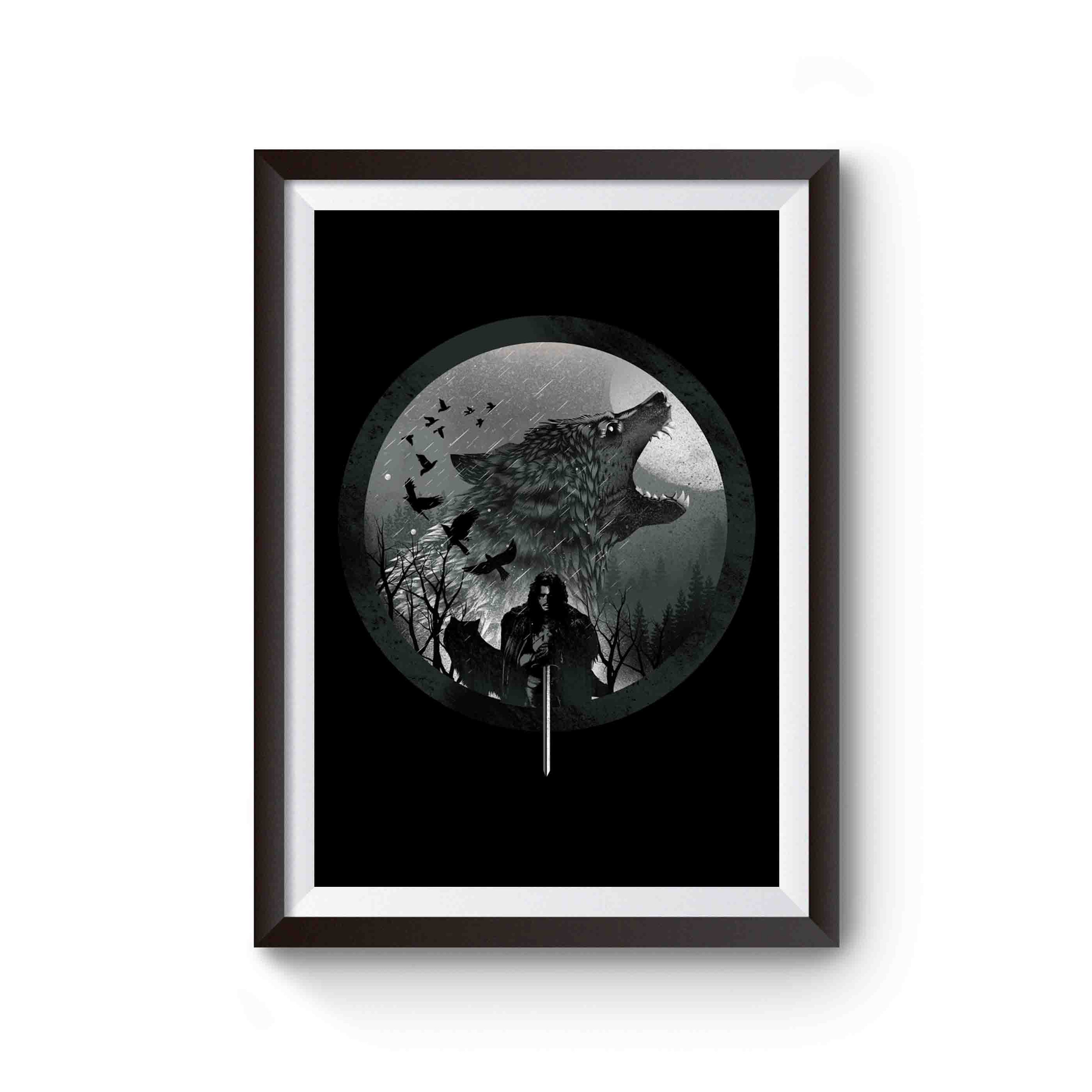 The North Remembers Game Of Thrones Wolf John Snow Poster