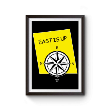 East Is Up Compass Poster