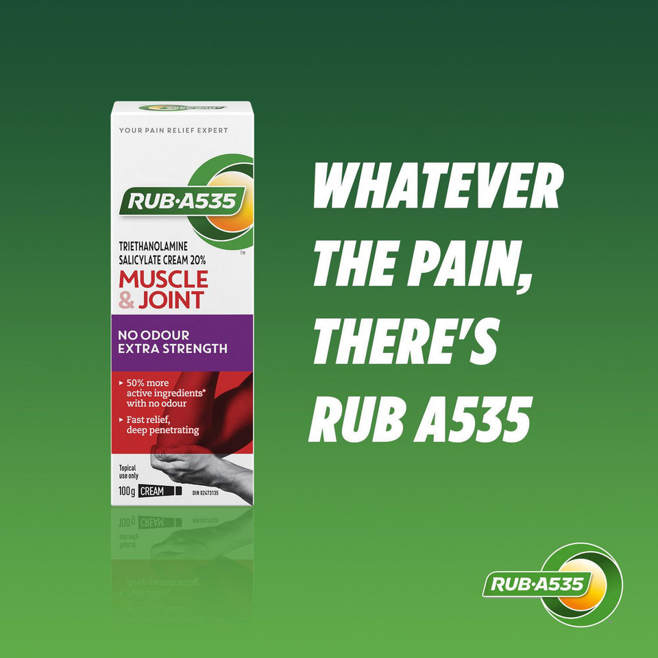 RUB A535 Muscle & Joint Pain Relief Heat Cream, No Odour, Extra Strength
