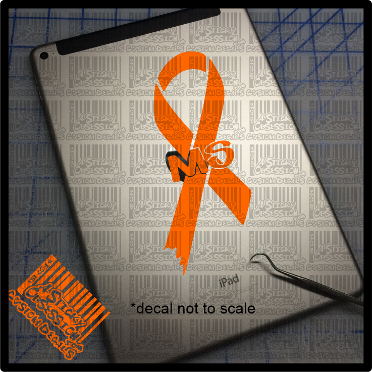 MS Multiple Sclerosis Orange Awareness Ribbon