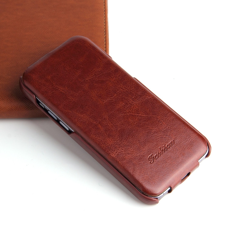 iPhone Cases - iPhone 13 mini Cases Fierre Shann Flip Leather Texture Brown