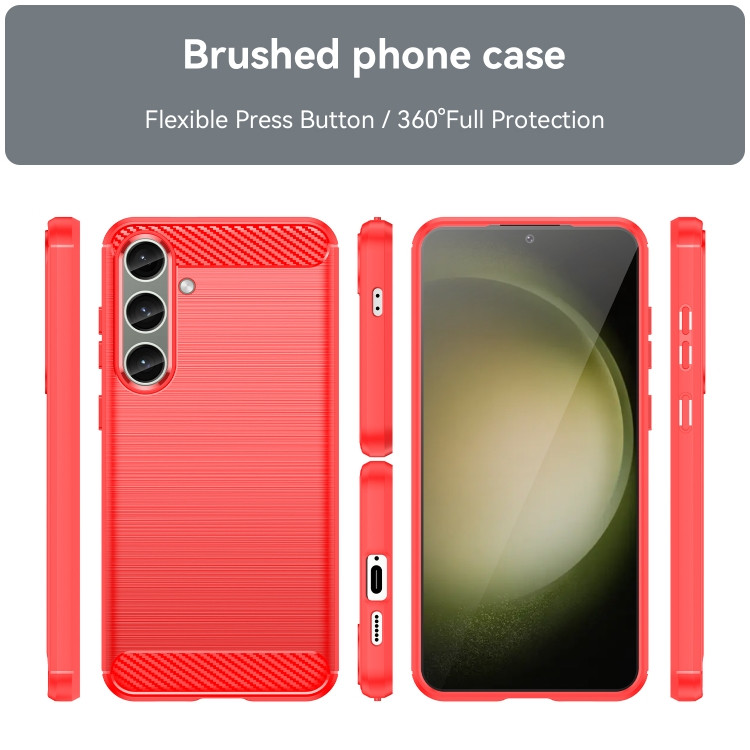 Samsung Cases - Galaxy S24+ Cases Carbon Fiber Texture TPU Red