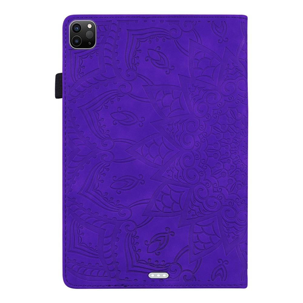 iPad Pro 13 2024 Calf Texture Embossed Leather Tablet Case - Purple