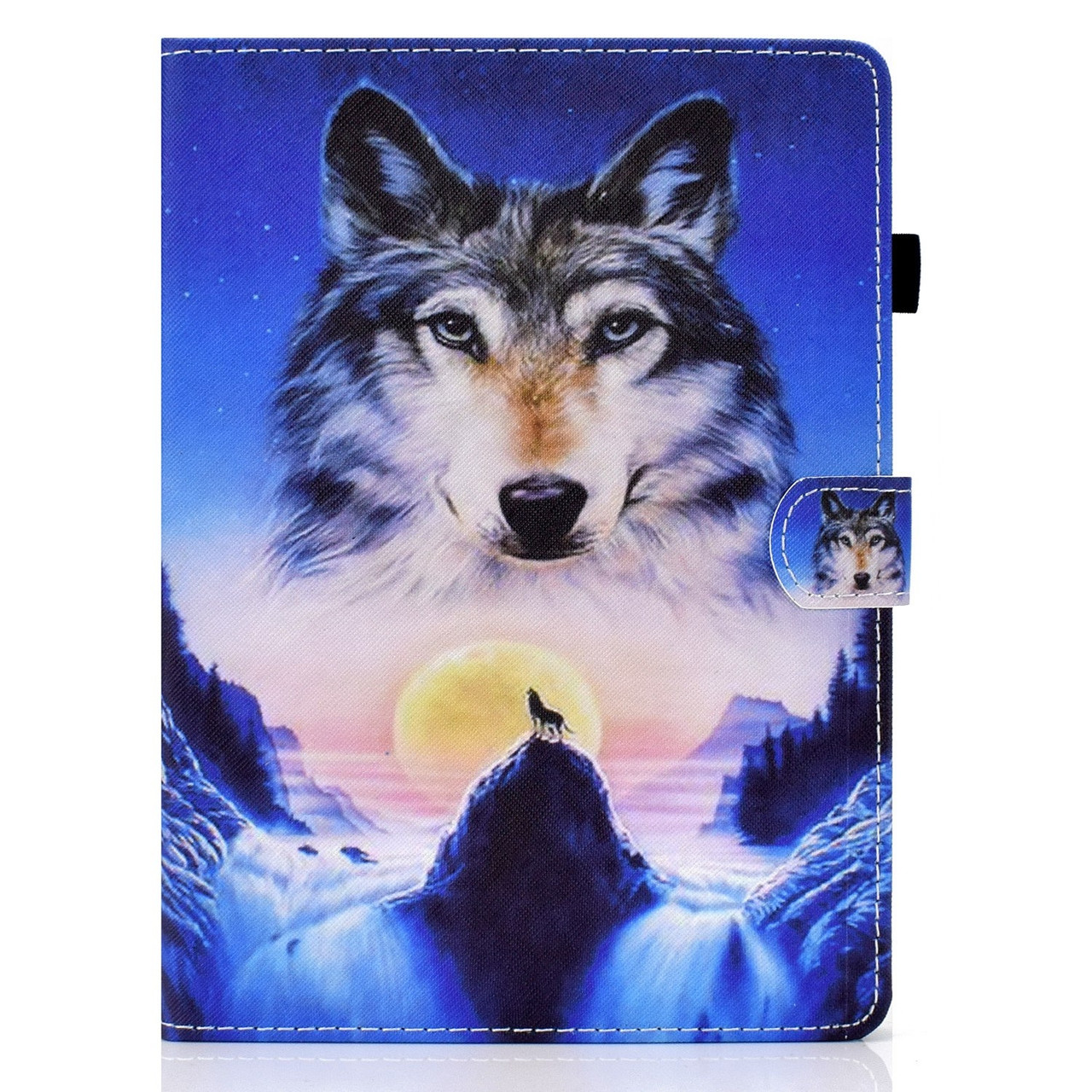 iPad Pro 11 2024 Painted Stitching Smart Leather Tablet Case - Wolf