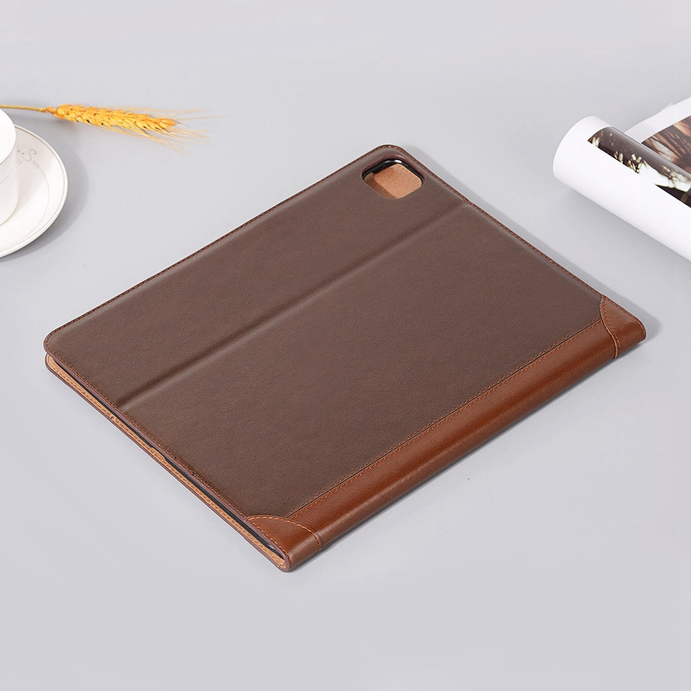 iPad Pro 13 2024 Book Style Stitching Leather Tablet Case - Coffee