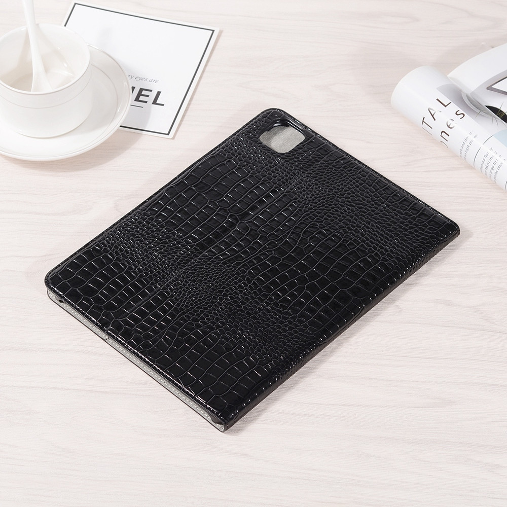 iPad Pro 13 2024 Crocodile Texture Leather Tablet Case - Black