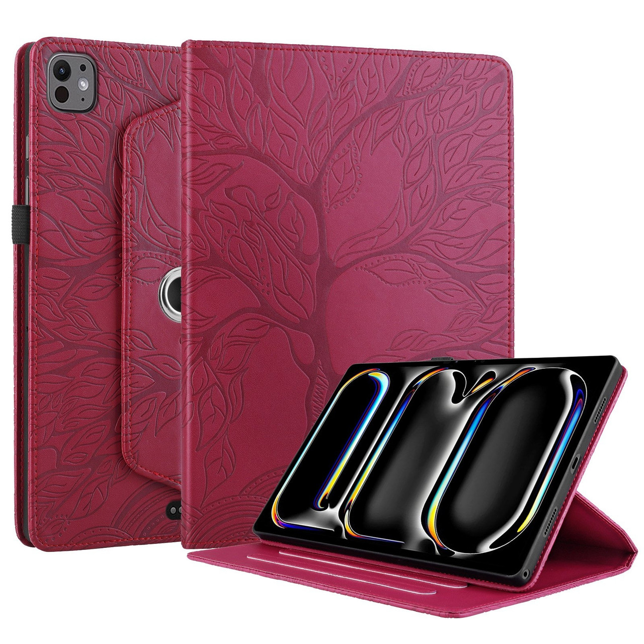 iPad Pro 13 2024 Tree Life Embossed Rotation Leather Smart Tablet Case ...