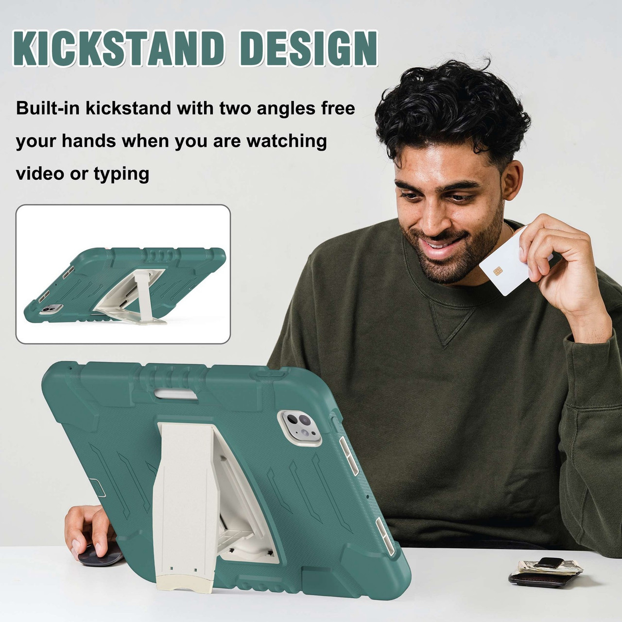 iPad Pro 11 2024 3-Layer Silicone Hybrid PC Tablet Case - Emerald Green