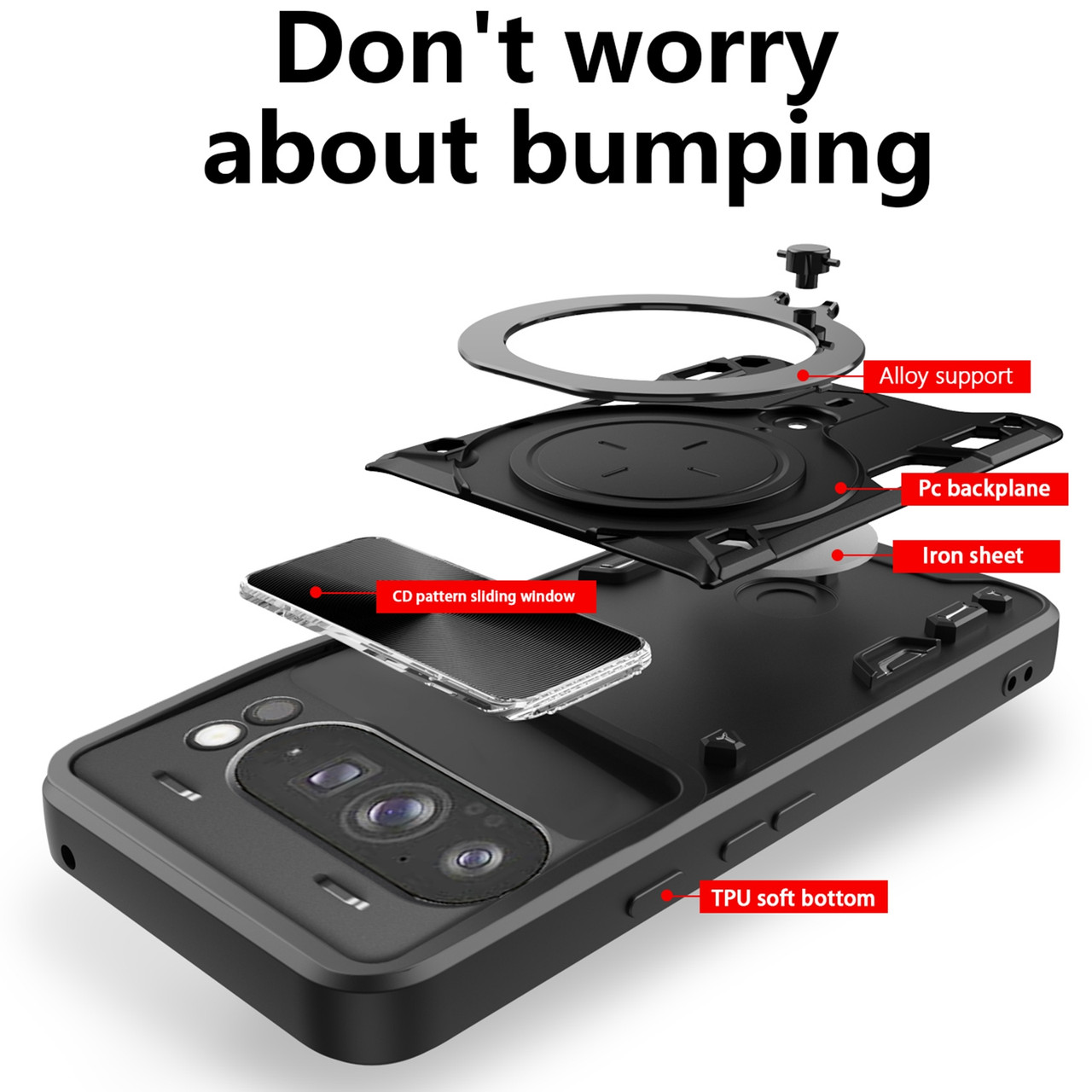 Google Pixel 9 Pro XL CD Texture Sliding Camshield Magnetic Holder ...