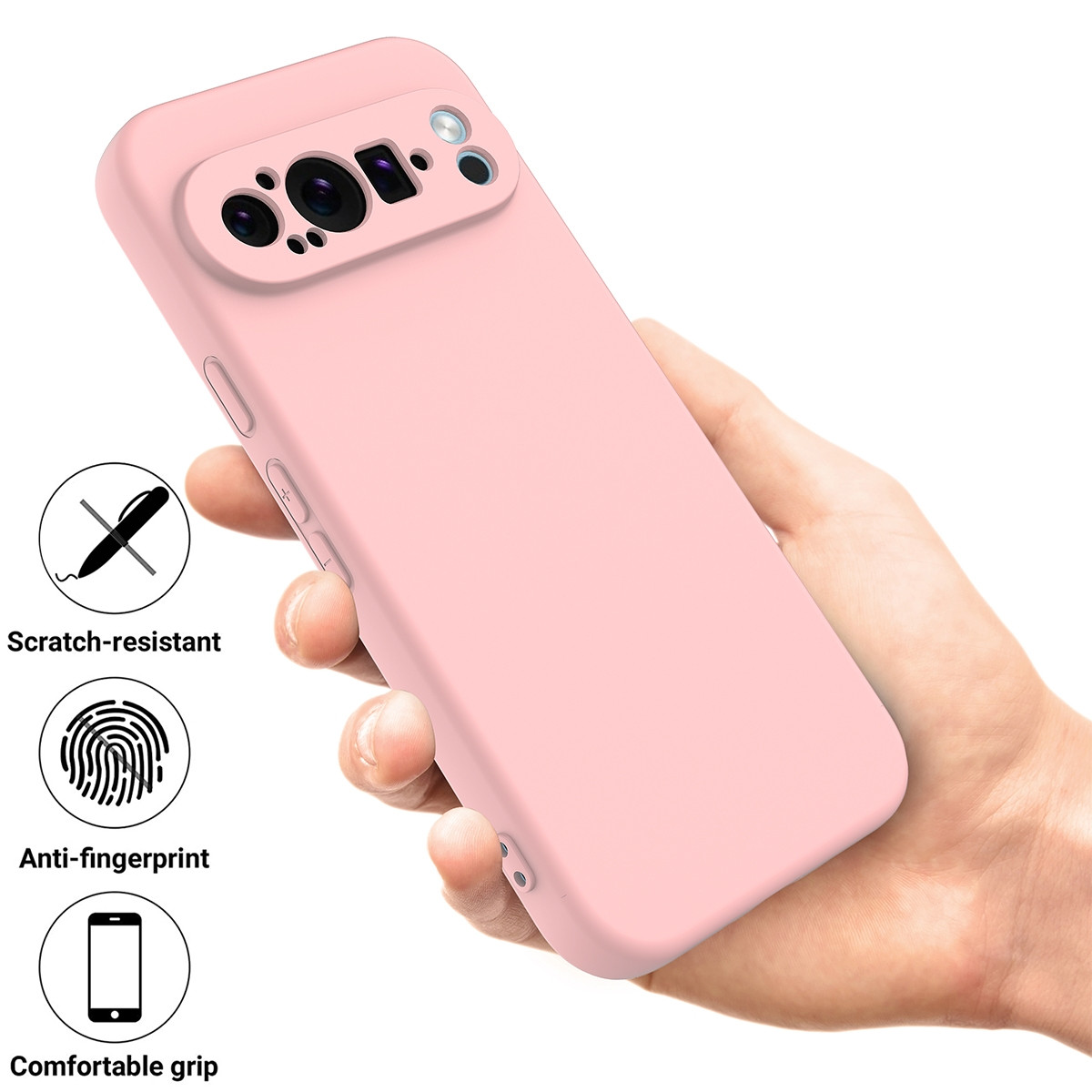 Google Pixel 9 Pro XL Pure Color Liquid Silicone Shockproof Phone Case ...