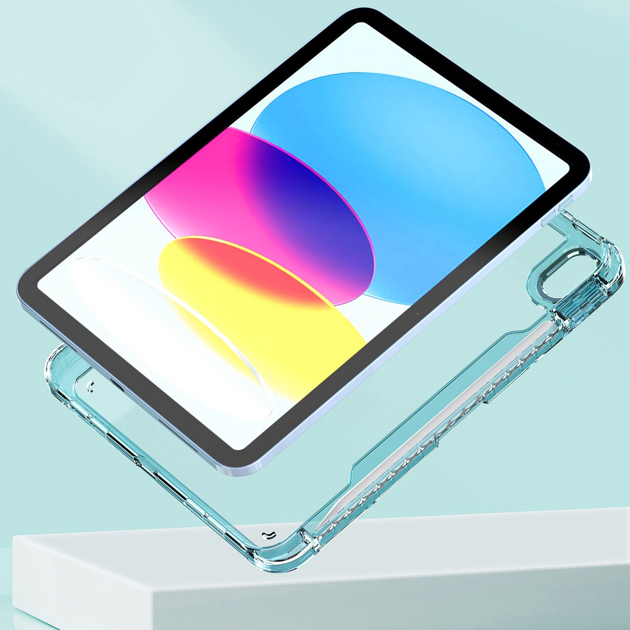 iPad 2025 / 2022 Clear Acrylic Shockproof Tablet Case - Baby Blue