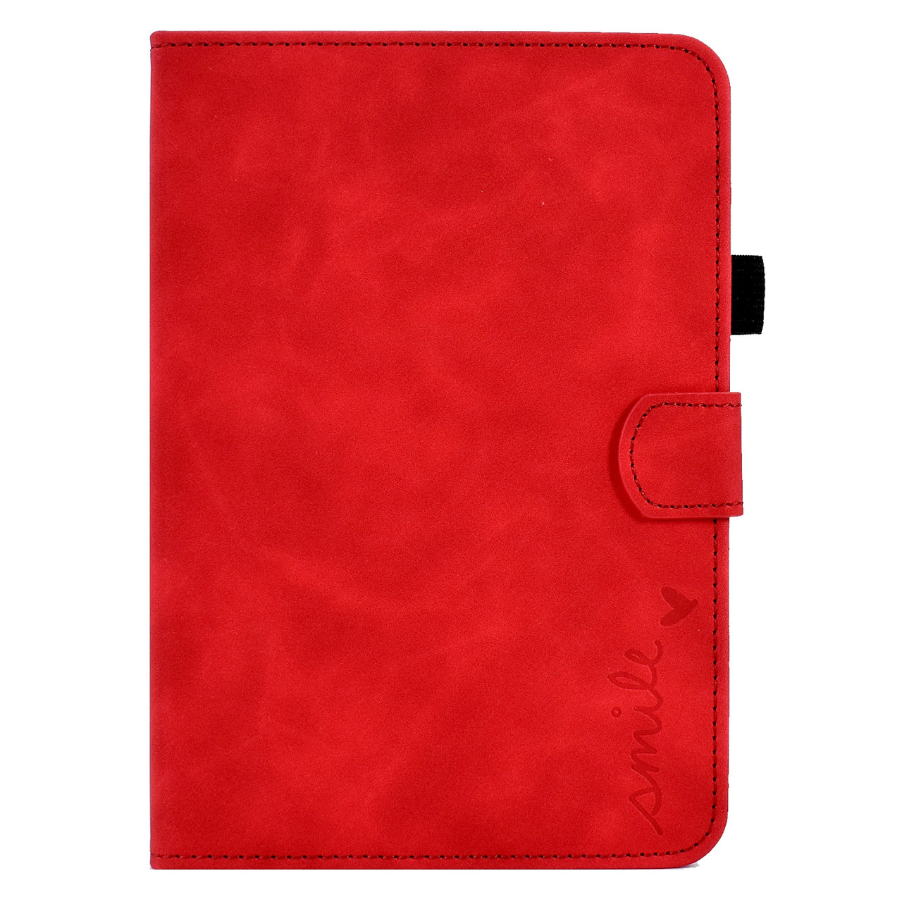 iPad 2025 / 2022 Embossed Smile Flip Tablet Leather Smart Case - Red
