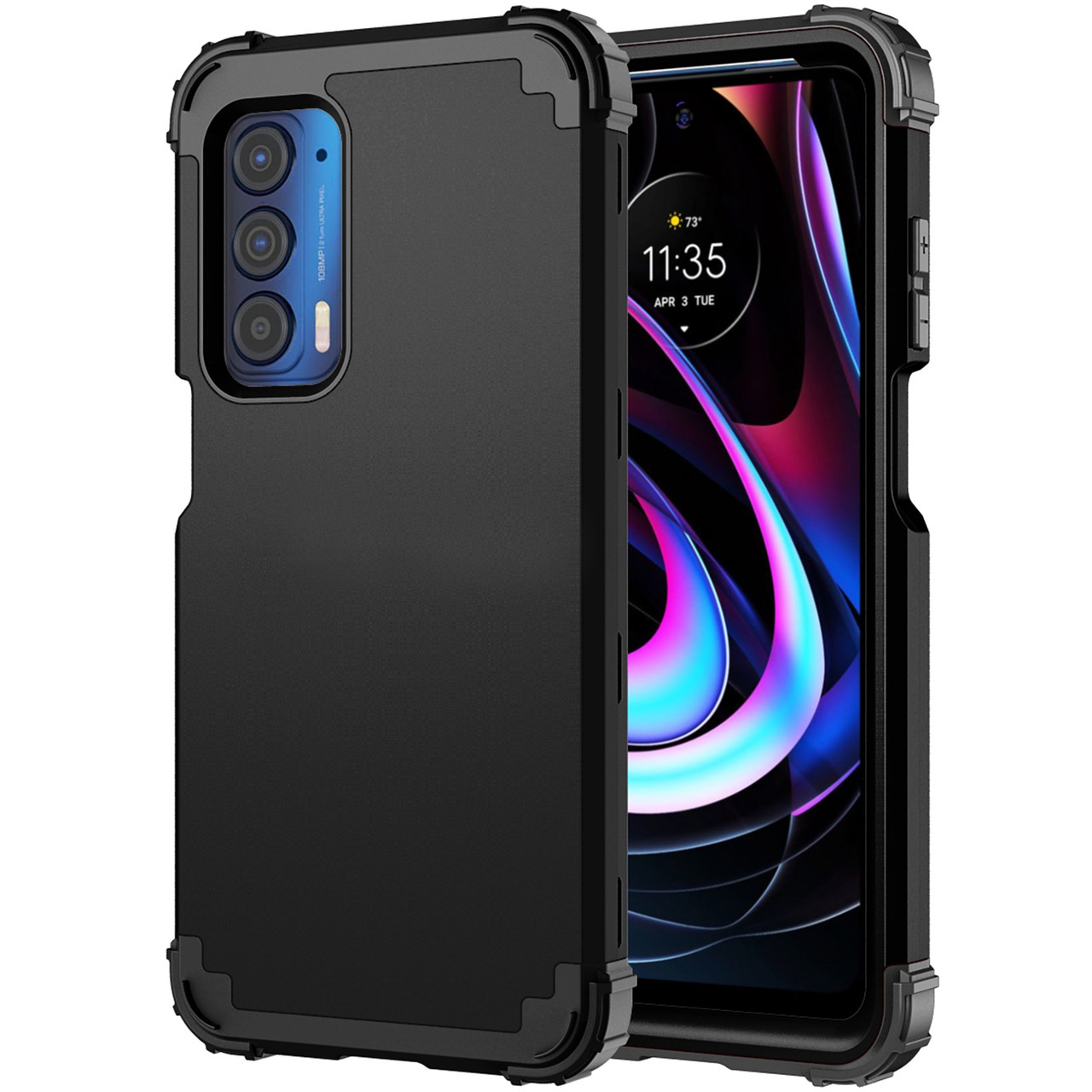 Motorola Edge 2021 PC + Silicone Phone Case - Black