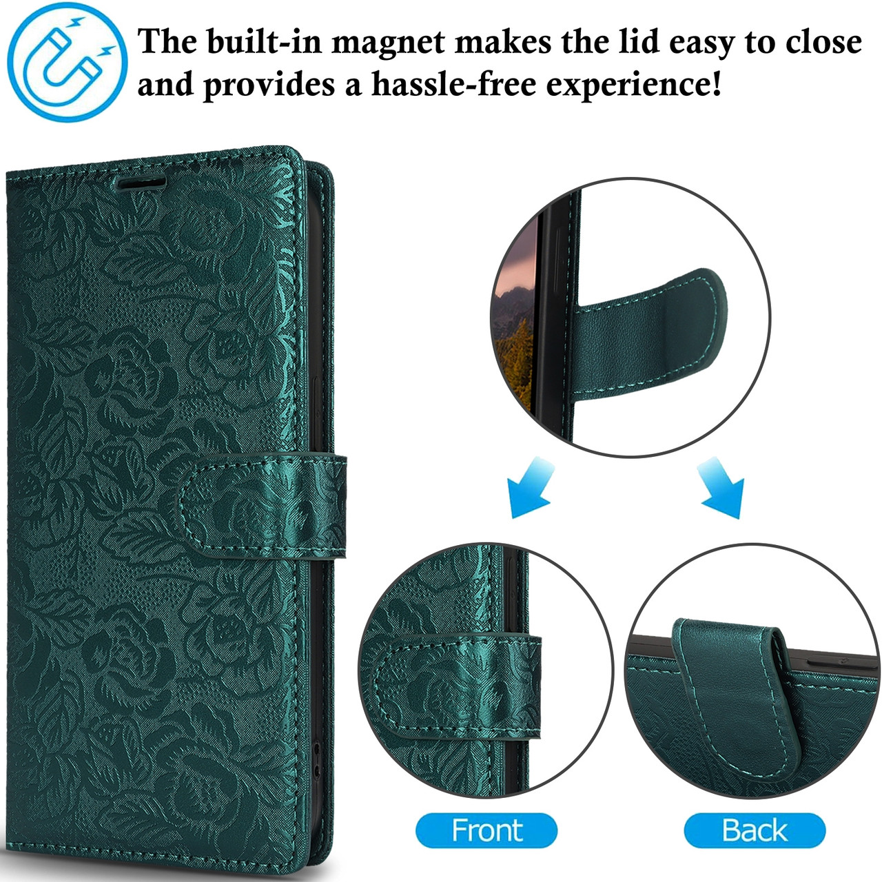 Samsung Galaxy A36 Peony Flowers Imprint Leather Phone Case - Green