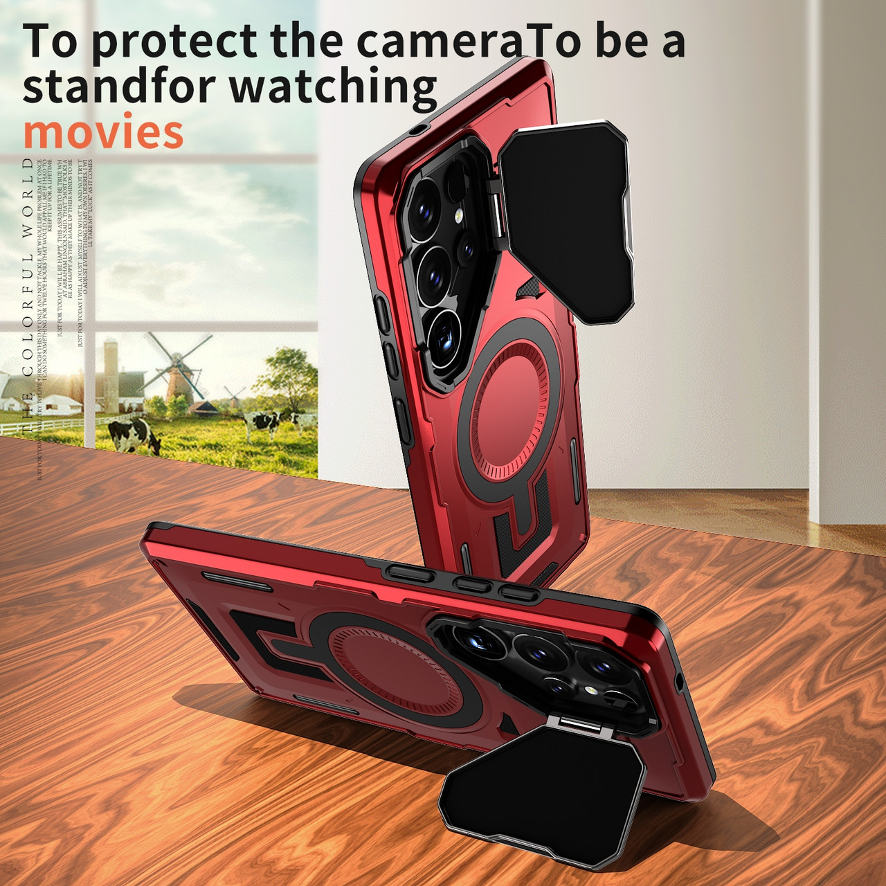 Samsung Galaxy S24 FE Shield Frame Holder MagSafe Phone Case - Red