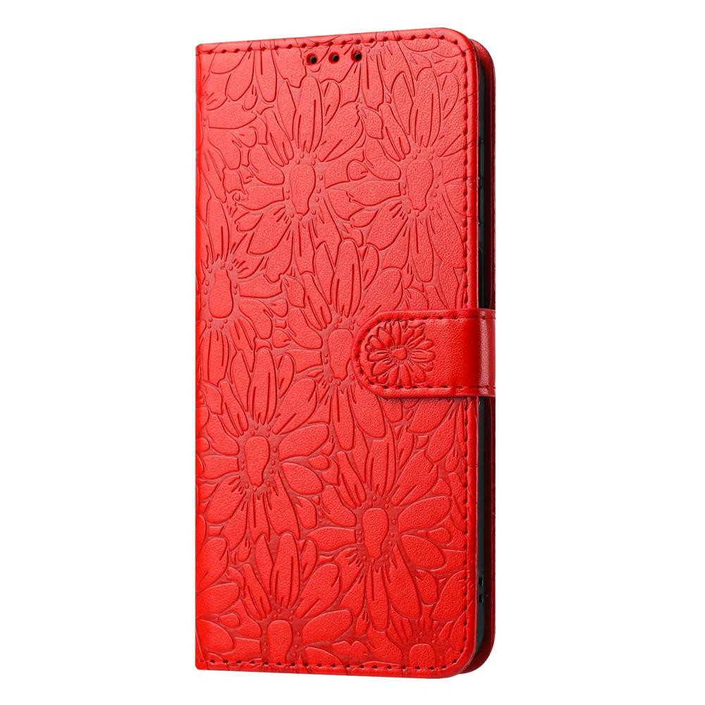 Samsung Galaxy A26 5G Daisy Embossed Leather Phone Case - Red