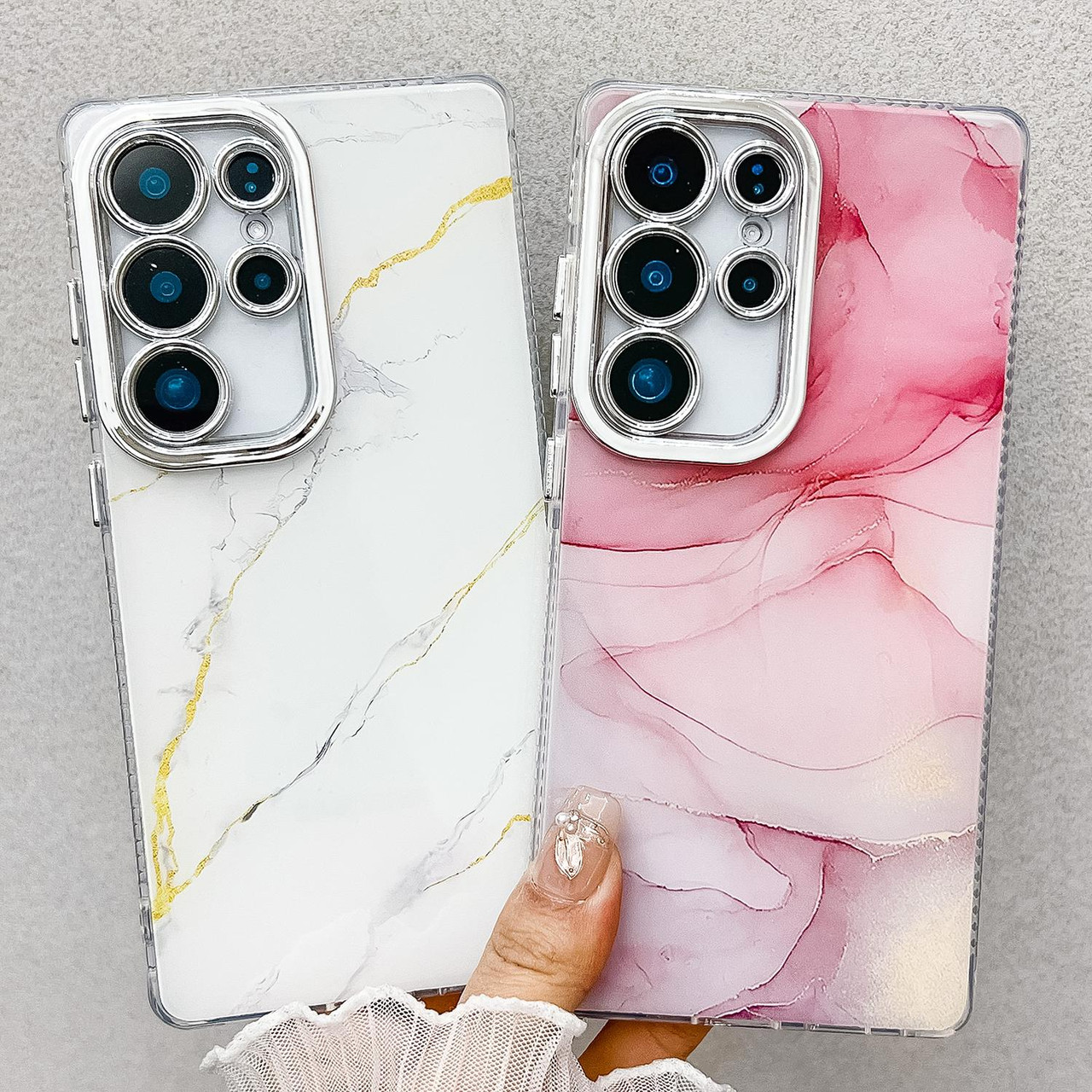 Samsung Galaxy A26 5G Electroplated Marble Texture Phone Case - White M8